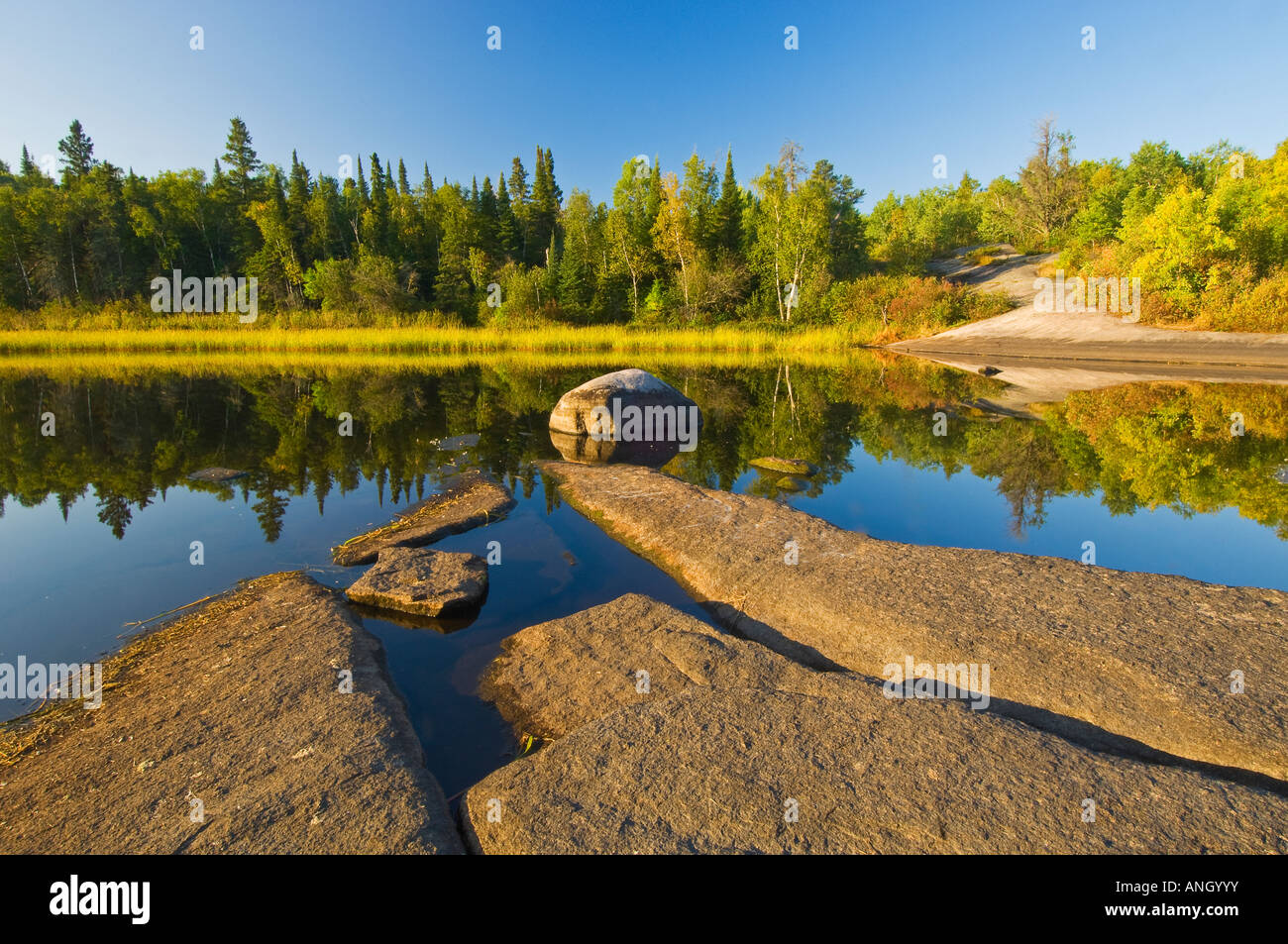 Whiteshell River at Rainbow Falls, Whiteshell Provincial Park, Manitoba ...