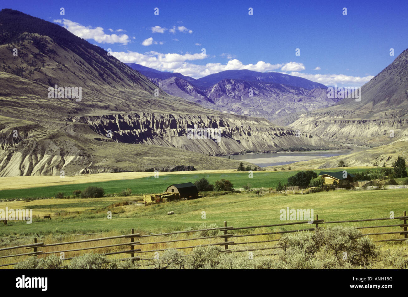 Ranch and grasslands above the fraser river hi-res stock photography ...