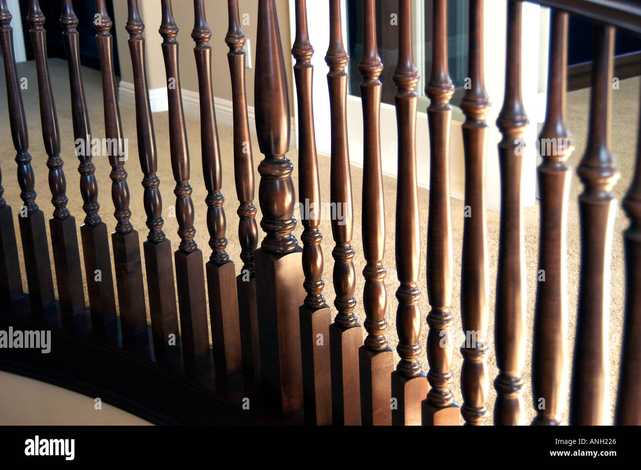 wood banister railings Stock Photo - Alamy
