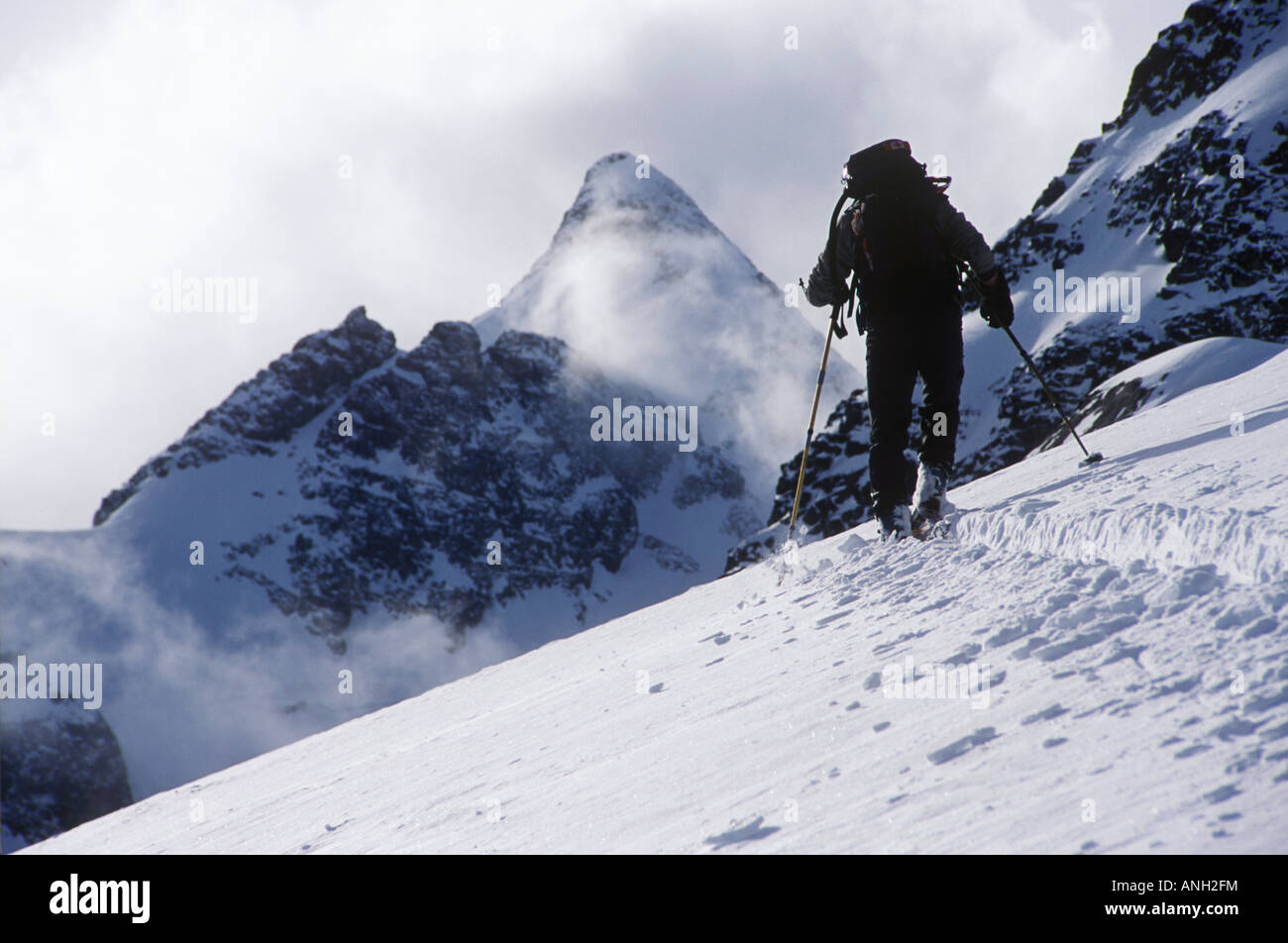 Man approaches Mount Matier, near Joffre Lakes Provincial Park, Coast ...