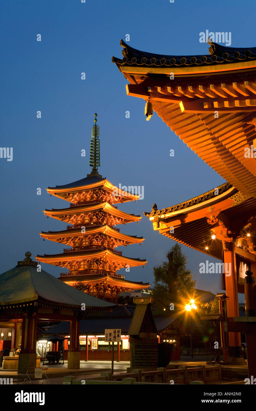 Senso-Ji temple & the Five-Storied Pagoda, Senso-ji temple, Asakusa, Tokyo, Japan Stock Photo ...