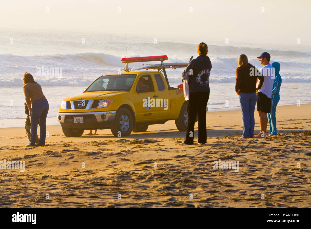 Los Angeles County Lifeguard Watching Big Waves at Zuma Beach Malibu ...