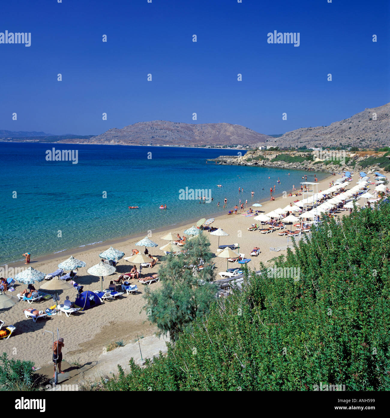 PEFKOS BEACH NEAR LINDOS RHODES Stock Photo - Alamy
