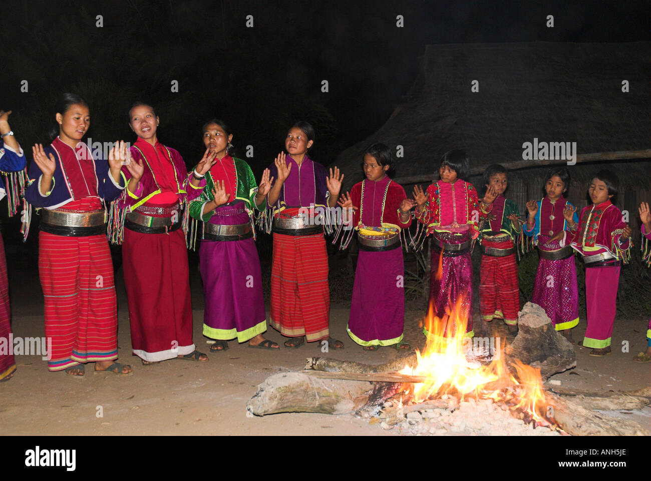 Traditional Dance, Ban Pang Hore (Palong tribe village), northeast of ...