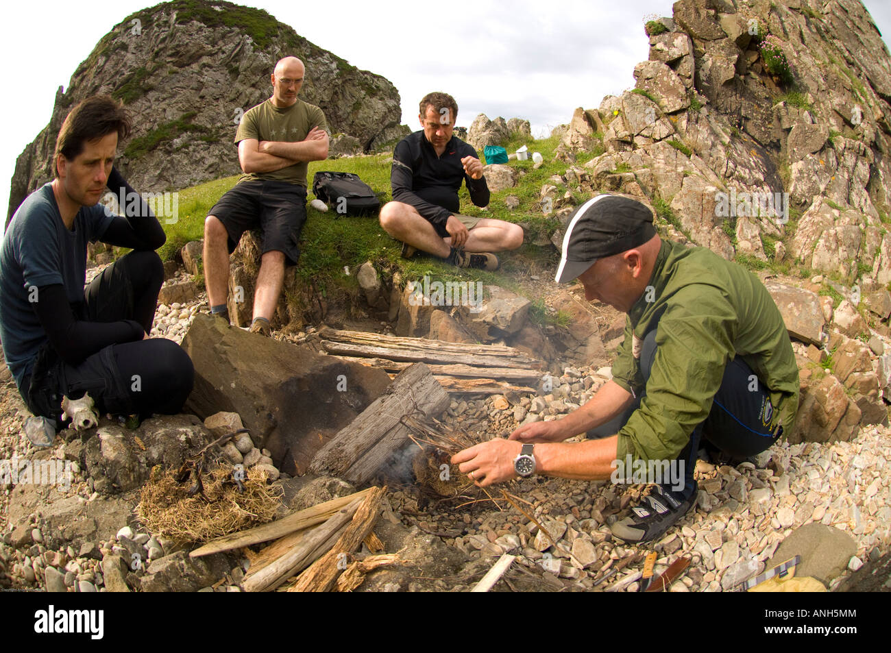 Mountain biking to a survival and bushcraft course on Islay Stock Photo ...