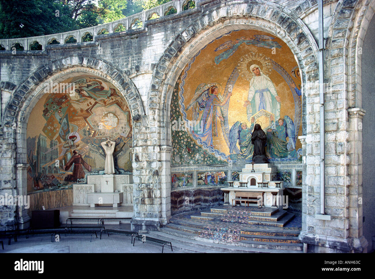 Lourdes Hautes Midi Pyrenees Europe France Mosaic processions Esplanade ...