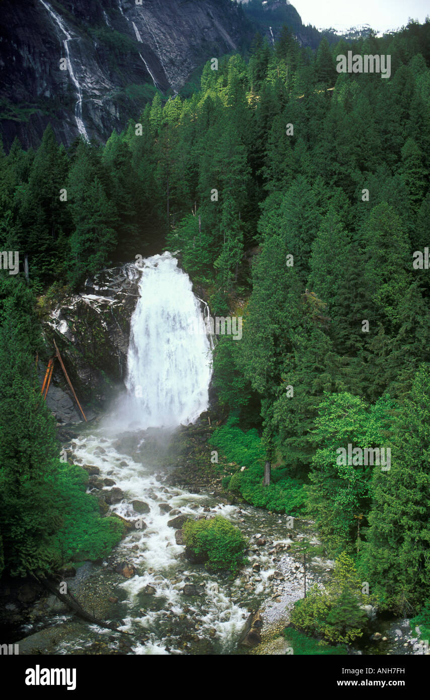 Aerial of Princess Louisa Inlet and Chatterbox Falls, British Columbia ...