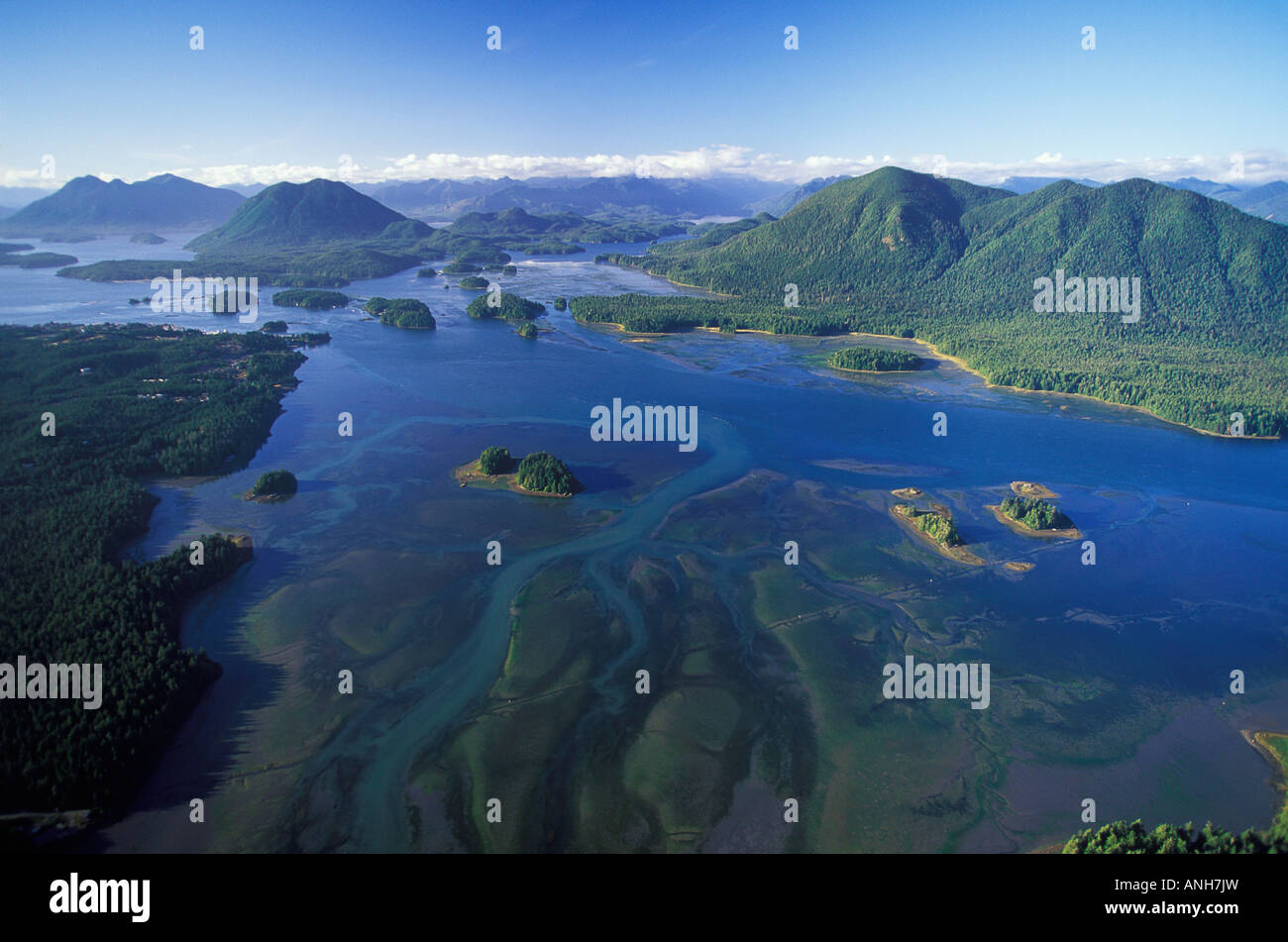 Aerial of Clayoquot Sound UNESCO Biosphere Reserve, British Columbia ...