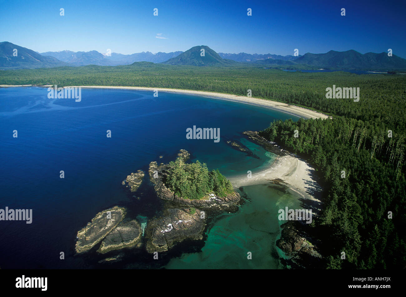 Aerial of Clayoquot Sound UNESCO Biosphere Reserve, British Columbia ...