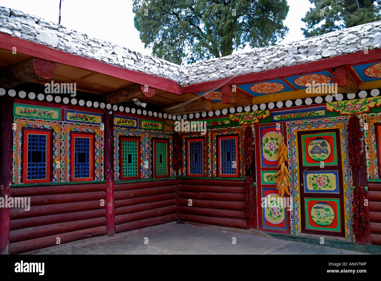 Tibetan window and house Stock Photo - Alamy