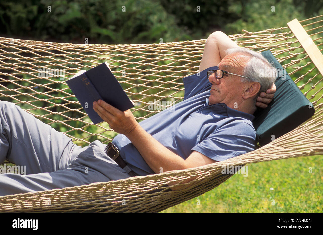 A man reading in a hamock, British Columbia, Canada Stock Photo - Alamy