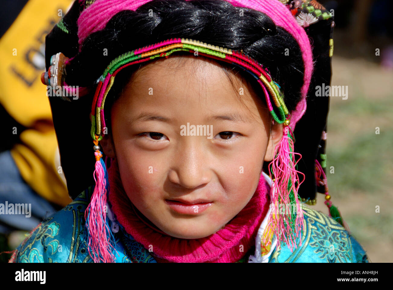Tibetan wedding party a girl have traditional Tibetan clothes Stock ...