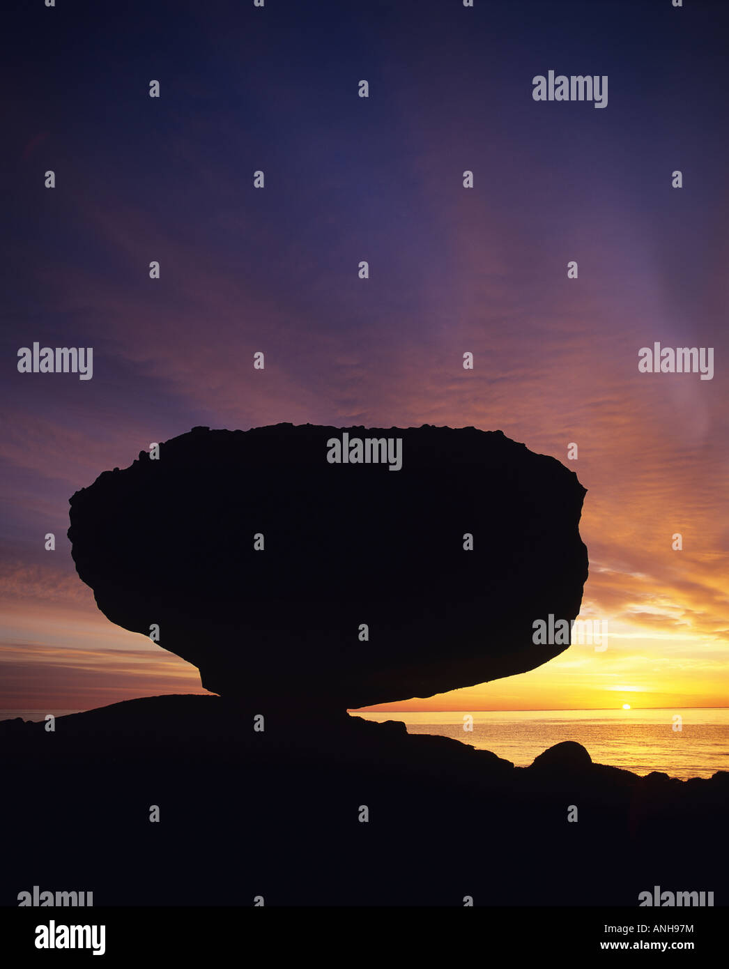 Balance Rock at sunrise near Skidegate, Haida Gwaii, British Columbia ...