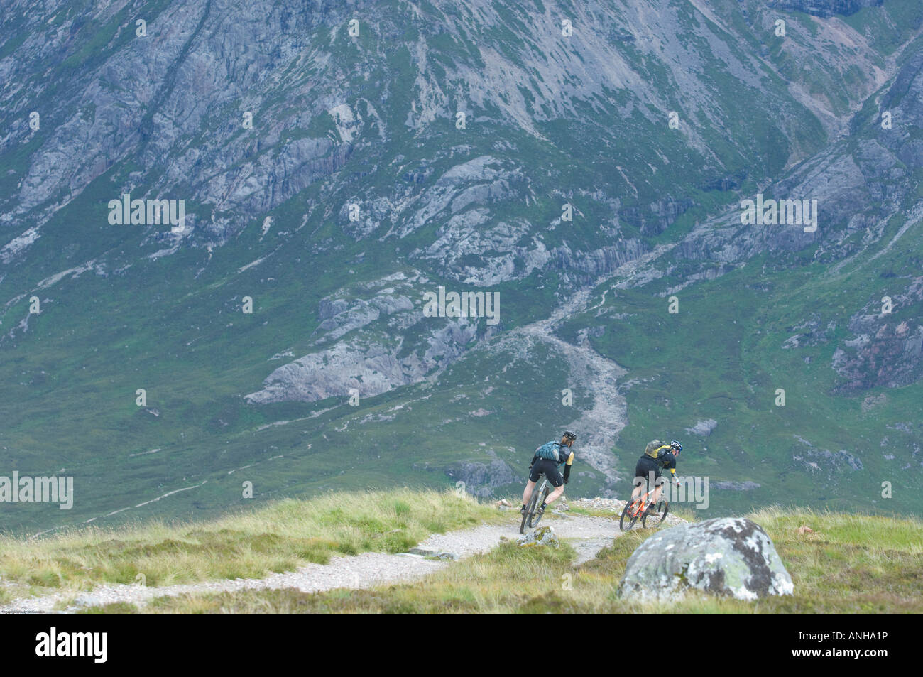 Mountain bikers on the Devil s Staircase Glencoe West Scotland ...