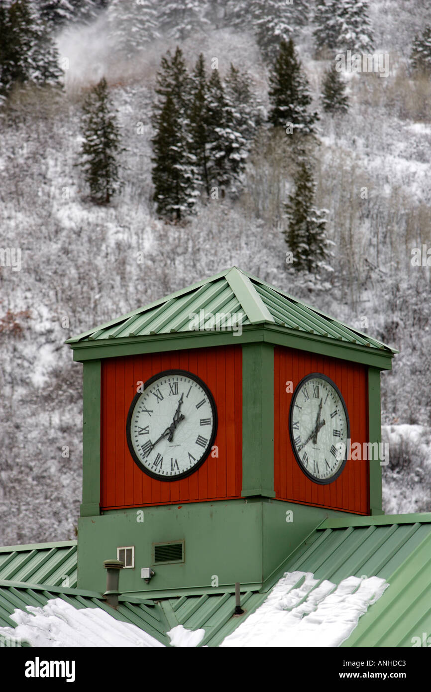 Clock tower in Aspen, Colorado Stock Photo - Alamy