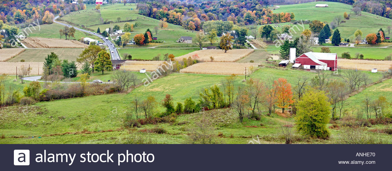 Panorama of Amish farm scene in the Millersburg and Sugarcreek area of ...