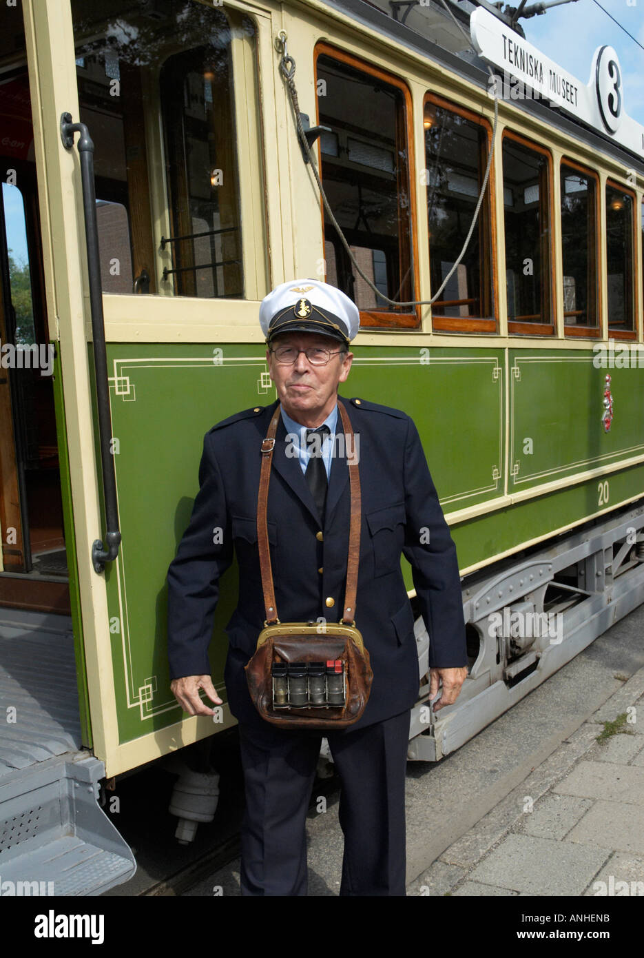 Conductor on tram Stock Photo - Alamy