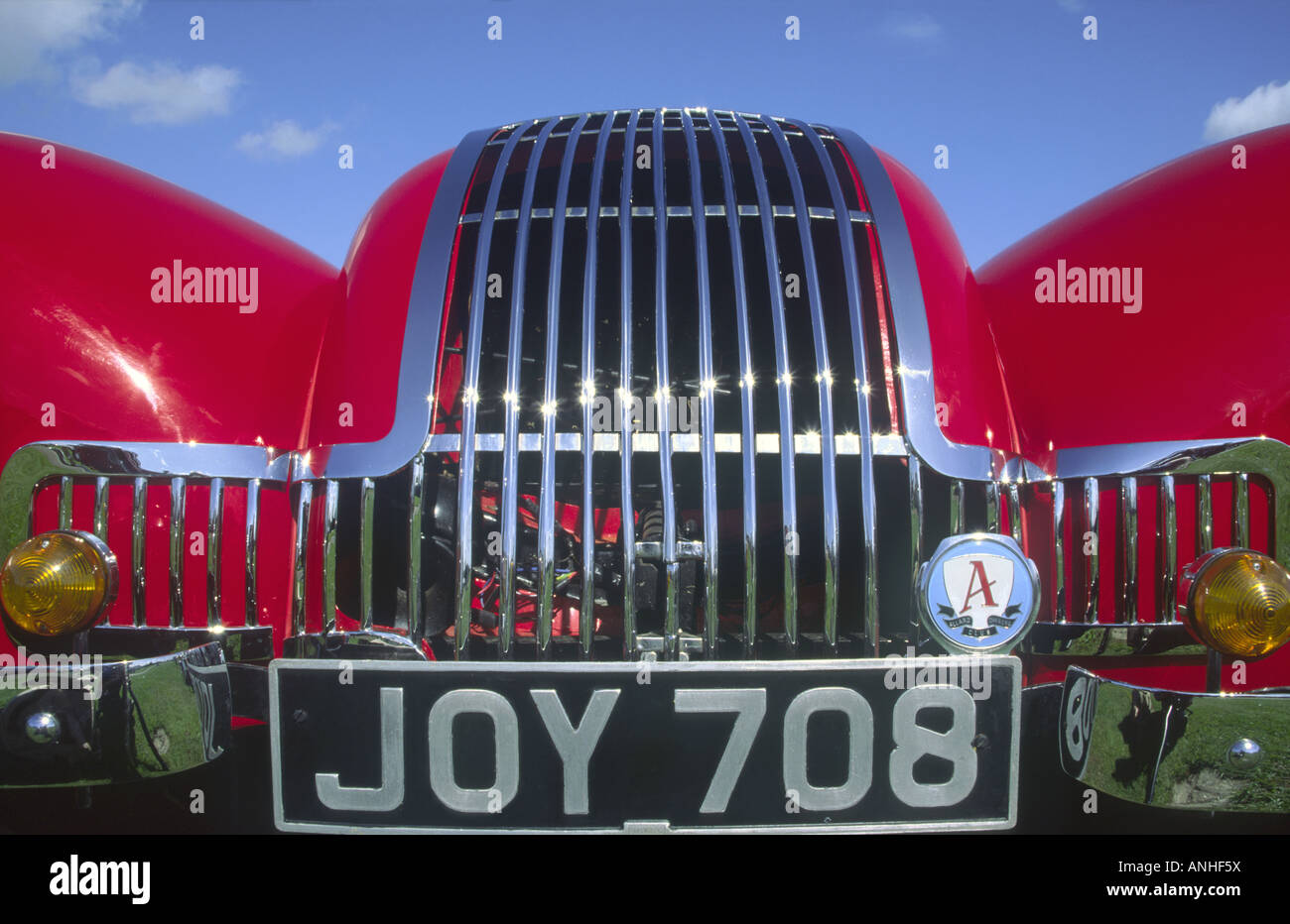 Front View of Vintage Red Allard Car Stock Photo - Alamy