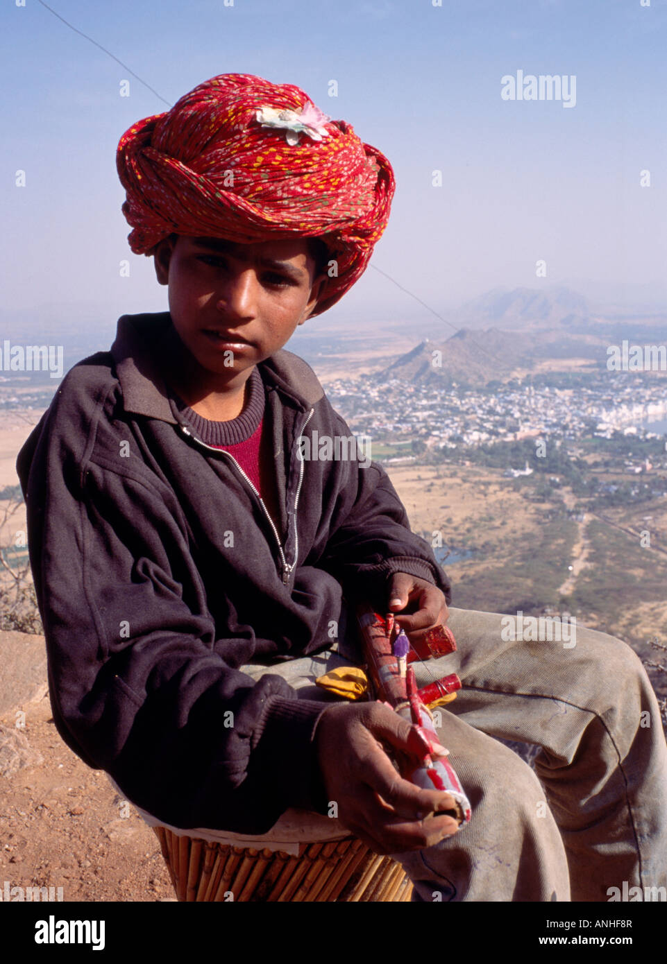 young Indian boy with musical instrument, Pushkar Stock Photo - Alamy