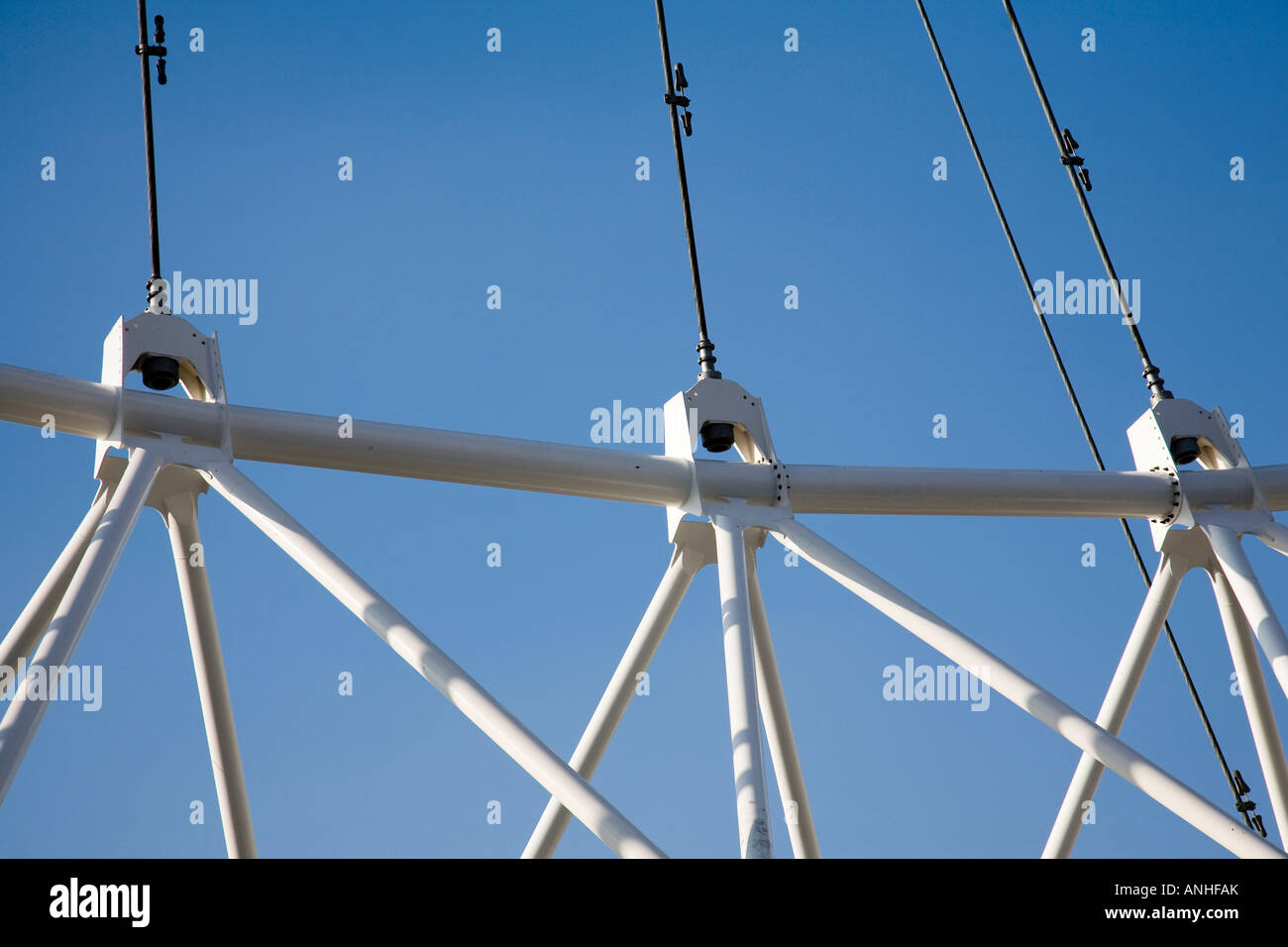 A portion of the London Eye showing the spokes where they connect to ...