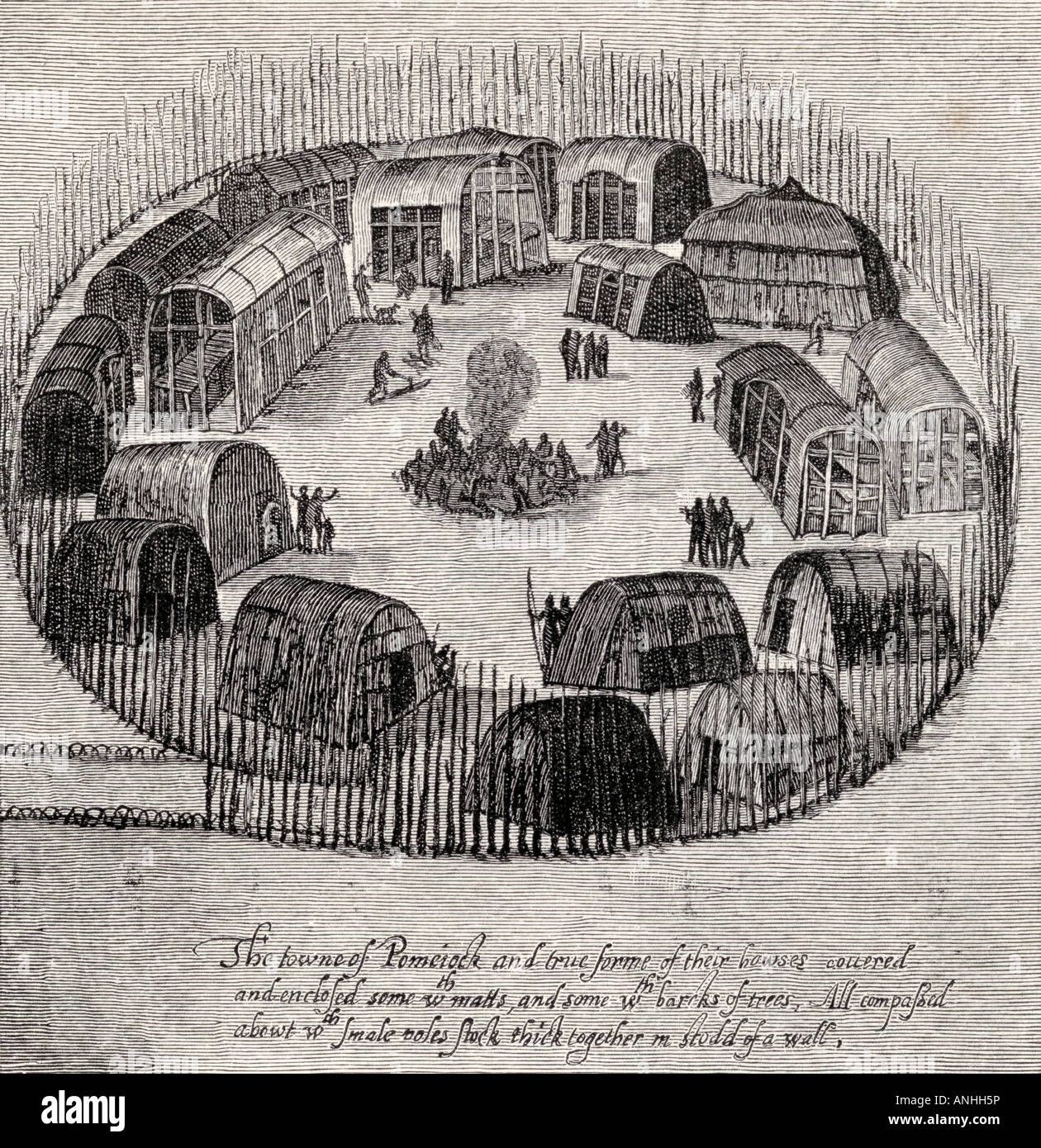 Native American Village Drawing