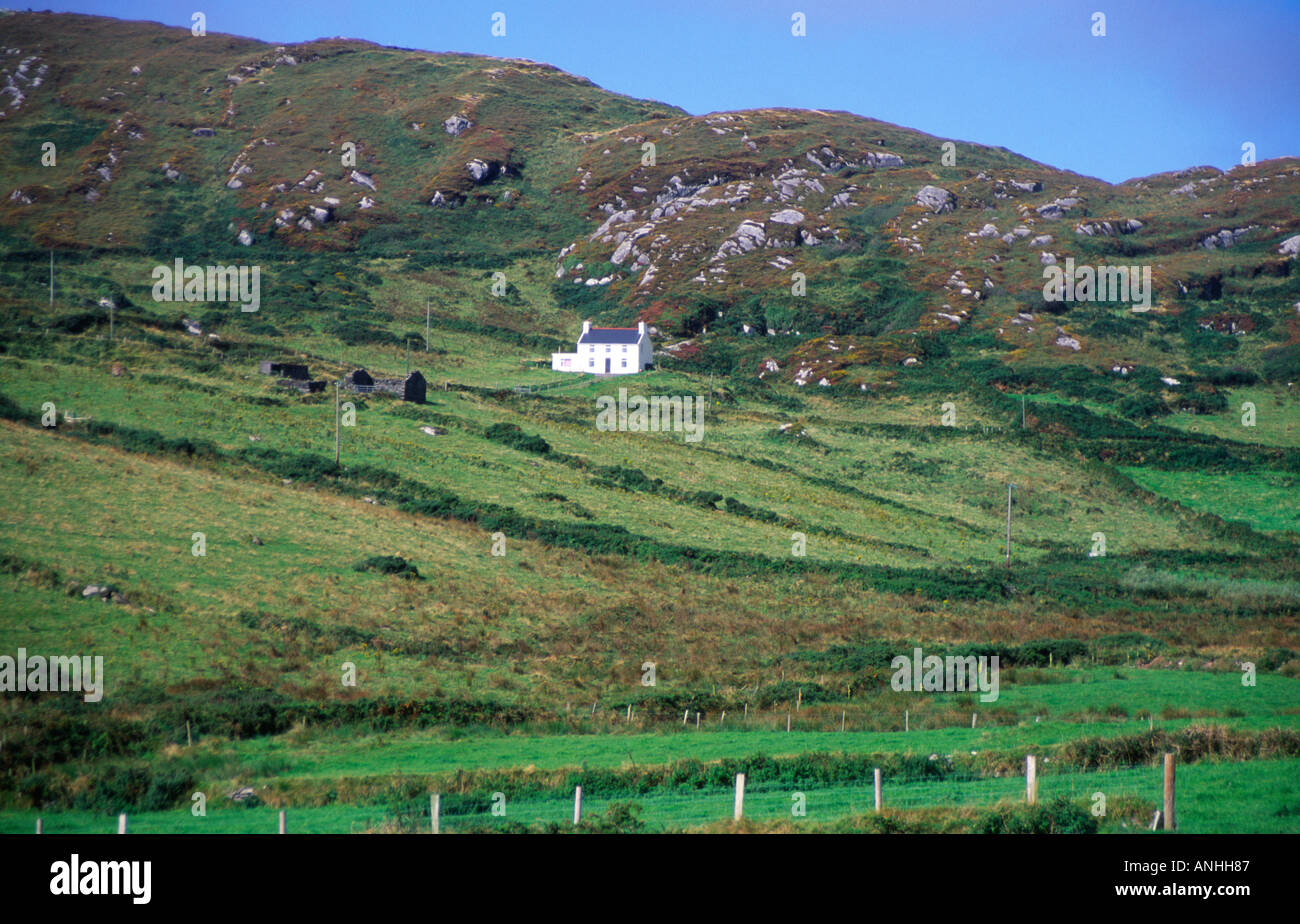 White isolated cottage Dursey Head Beara peninsula County Cork Ireland ...