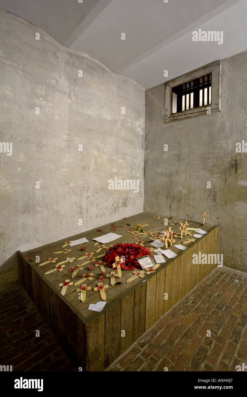 Prisoners cell at Poperinge Town Hall in Belgium where British soldiers ...