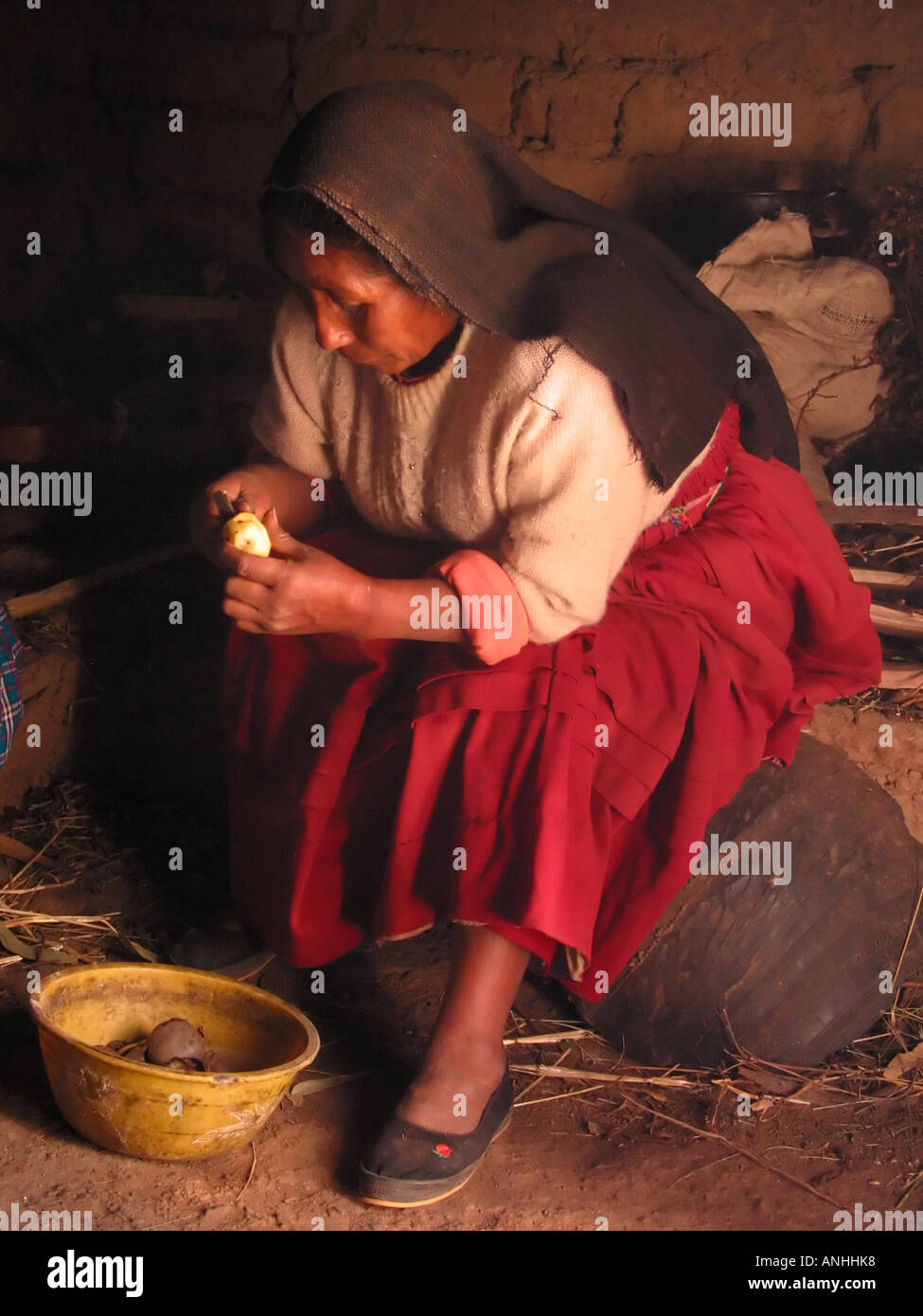 native woman cooking in kitchen, peru Stock Photo - Alamy