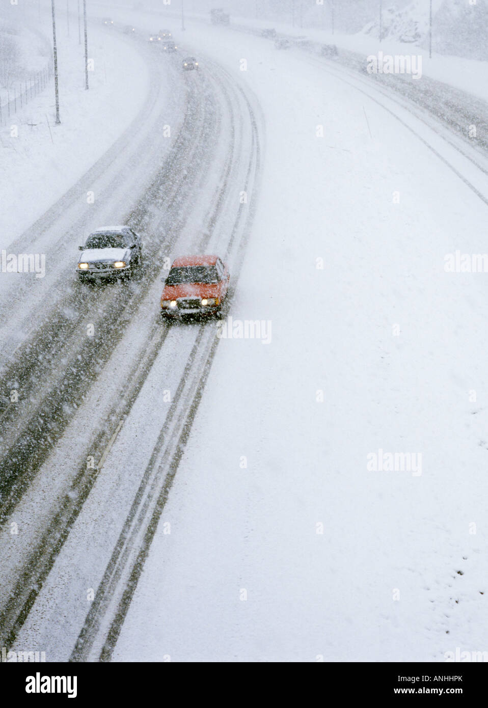 highway in blizzard Stock Photo - Alamy