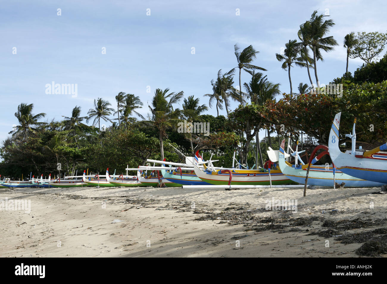 Bali, traditional boats in Sanur beach Stock Photo - Alamy
