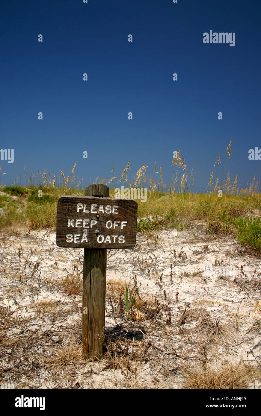 Please Keep Off Sea Oates sign in Sand Key Beach Clearwater Florida ...