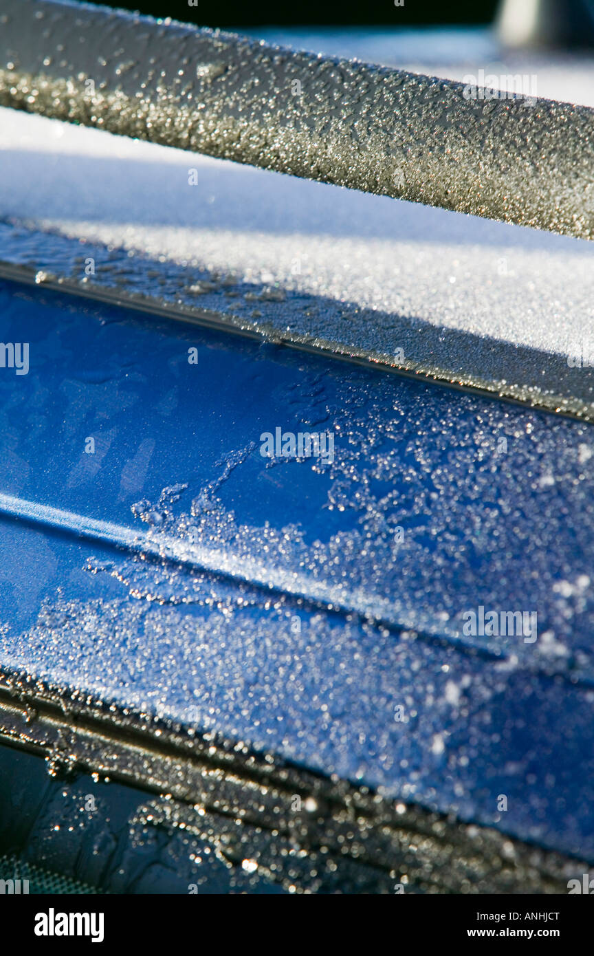 Frost melting on a car when the morning sun hits it UK Stock Photo - Alamy