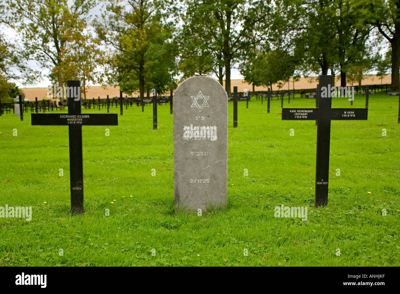 WW1 Jewish German soldiers headstone amidst the crosses in Fricourt ...