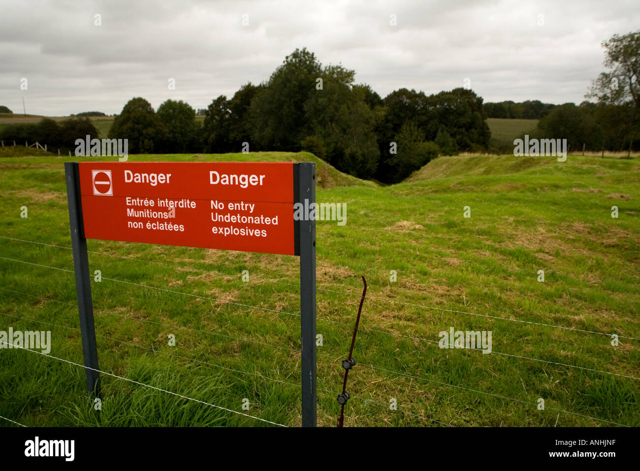 Warning at the Y ravine on the WW1 battlefield at the Newfoundland ...