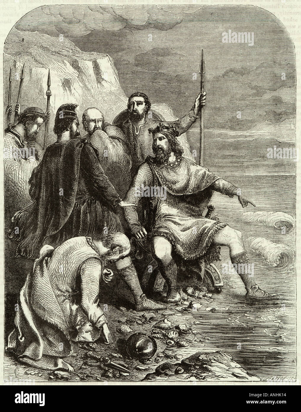 King Canute Gets His Feet Wet Stock Photo - Alamy