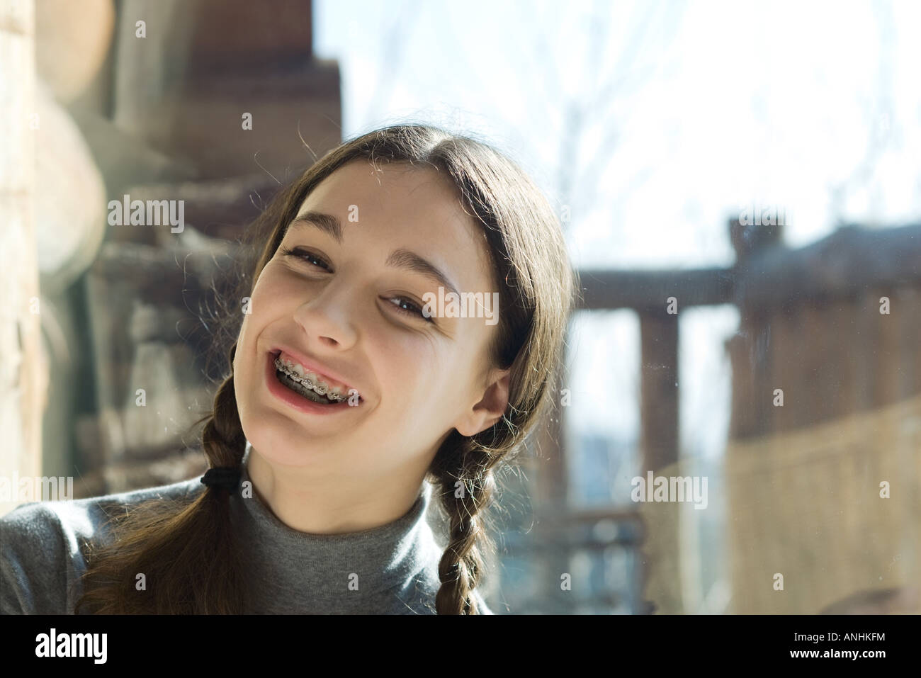 Teen girl laughing, portrait Stock Photo - Alamy