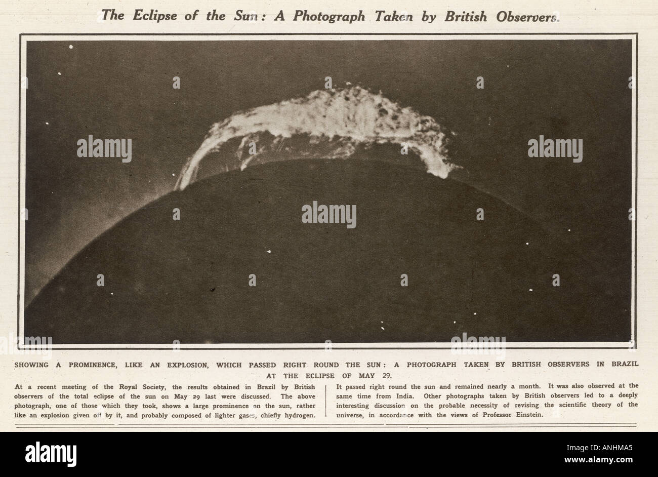 1919 eclipse hi-res stock photography and images - Alamy