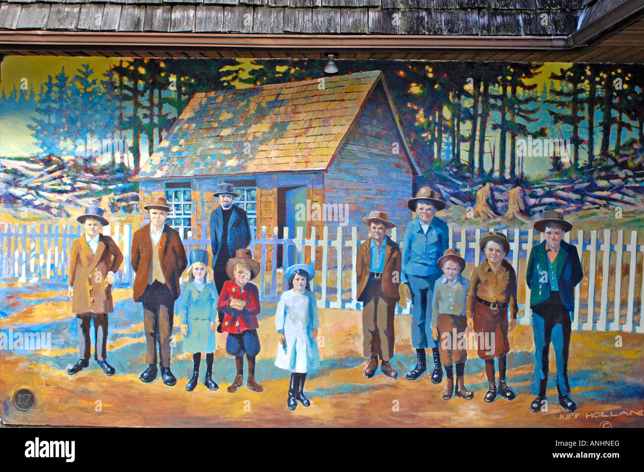 First Schoolhouse, 1883 Painted in 1986 by Kiff Holland Stock Photo - Alamy