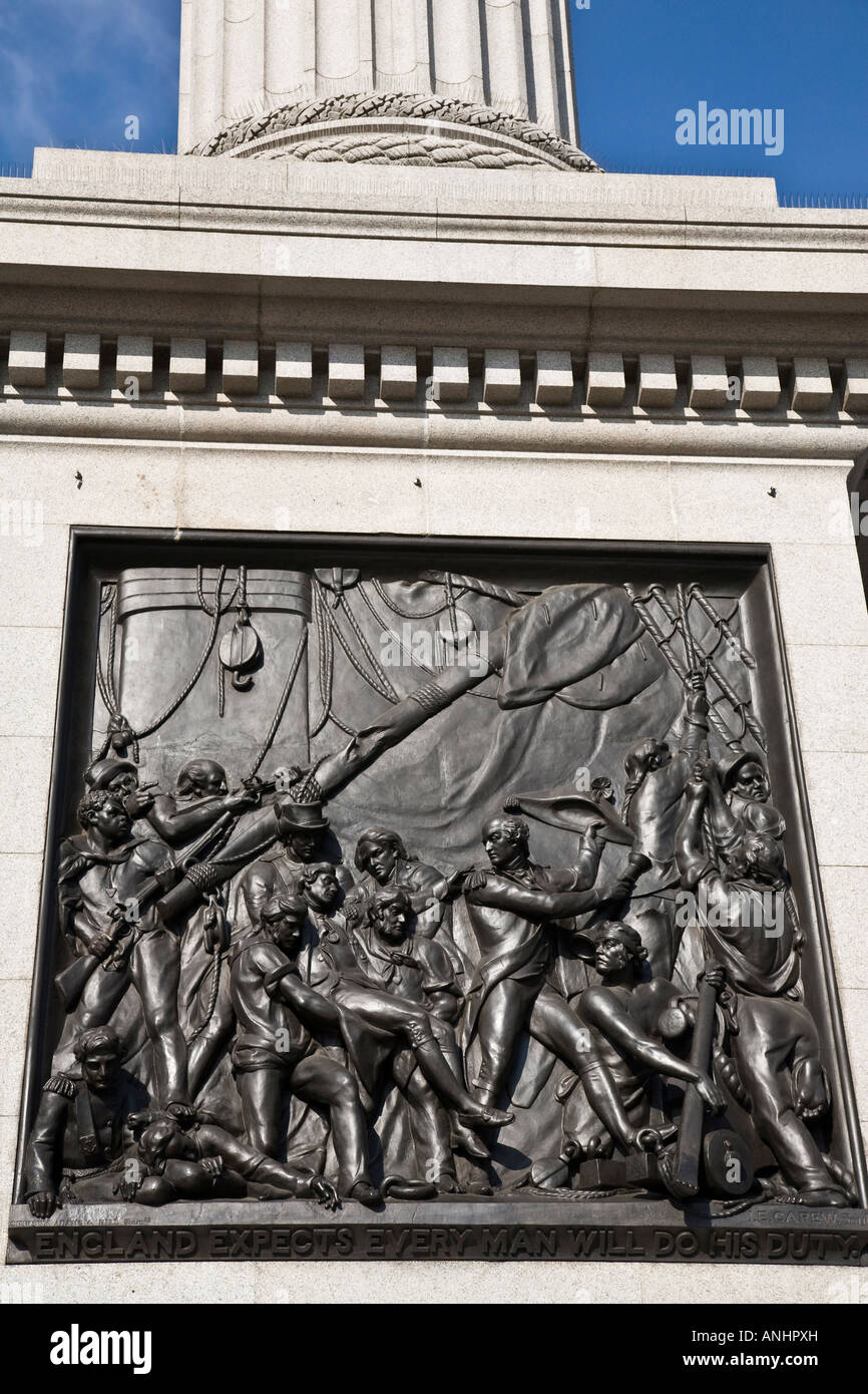 The base of Nelson's Column in Trafalgar Square, London, England Stock ...
