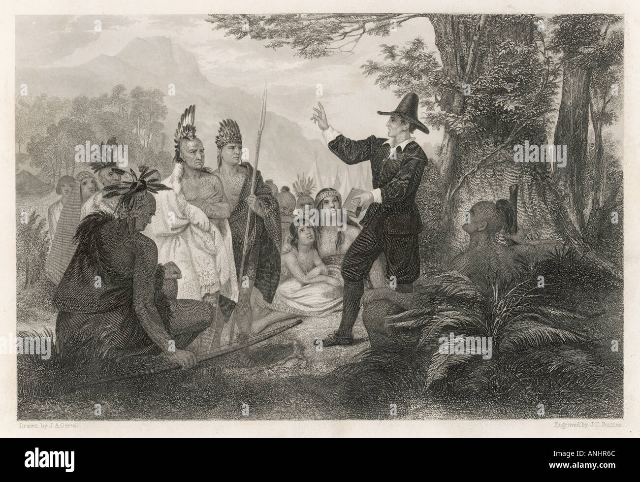 John Eliot Preaches Stock Photo - Alamy