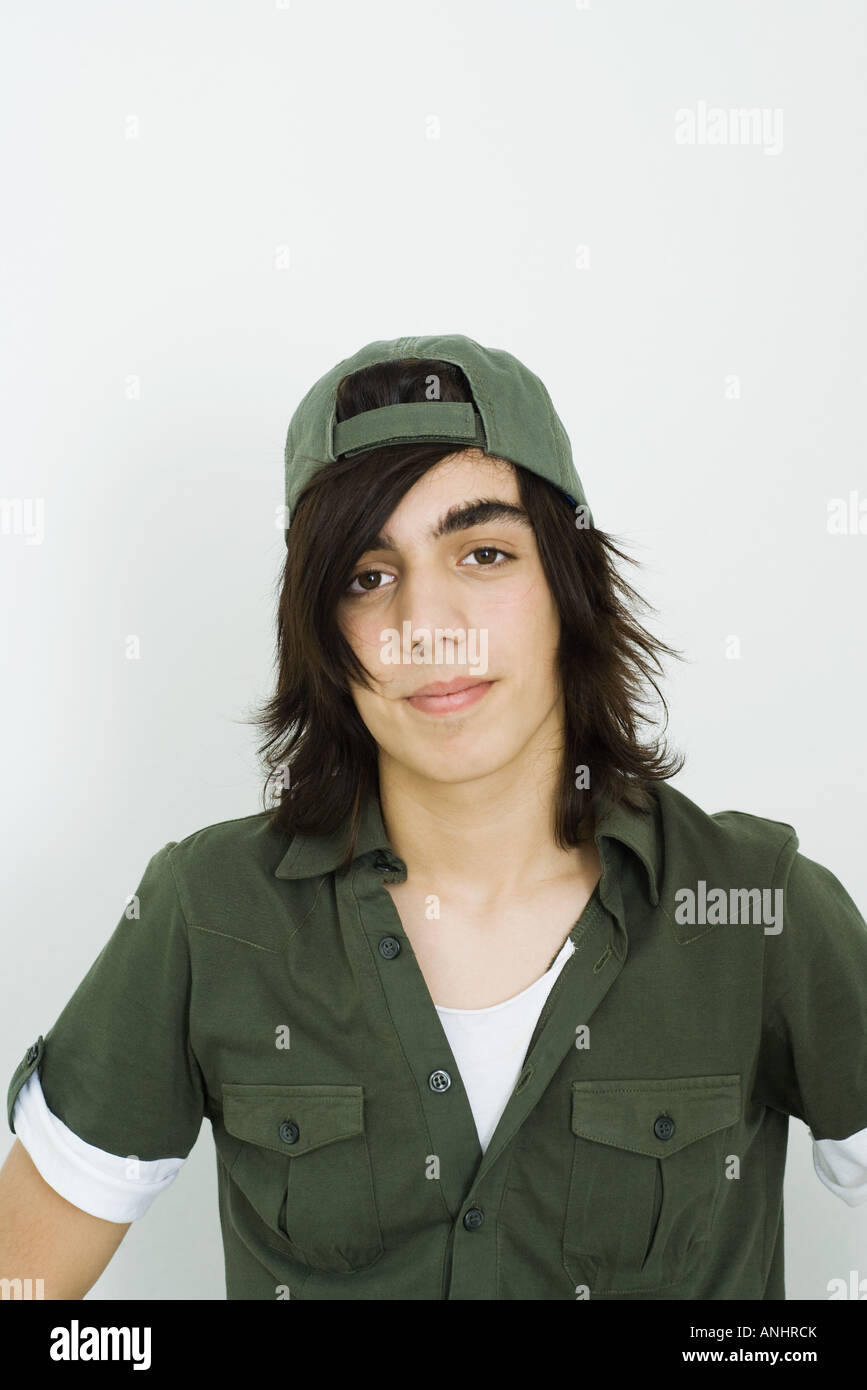 Teenage boy wearing cap, portrait Stock Photo - Alamy