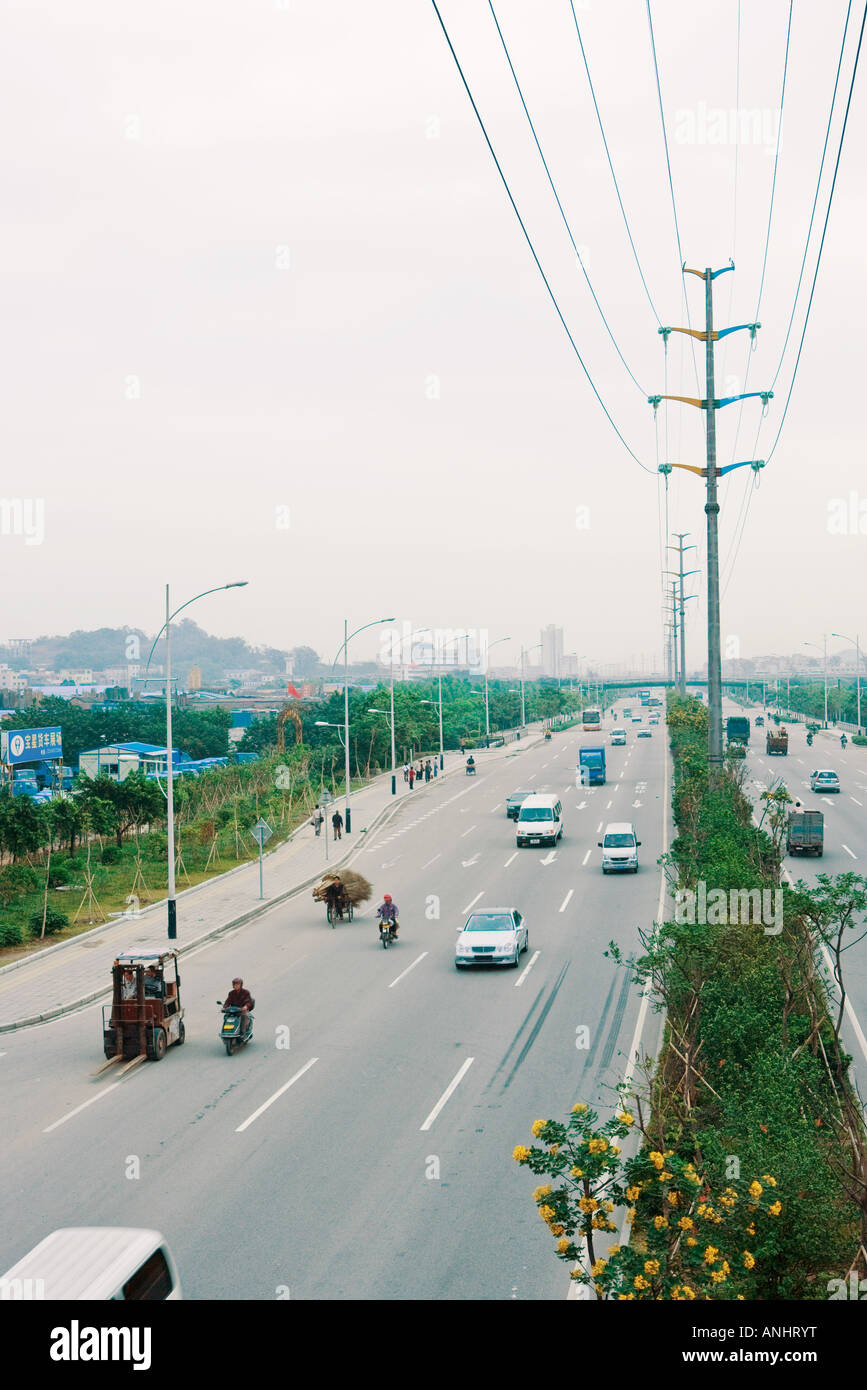 Multiple lane highway, high angle view Stock Photo - Alamy