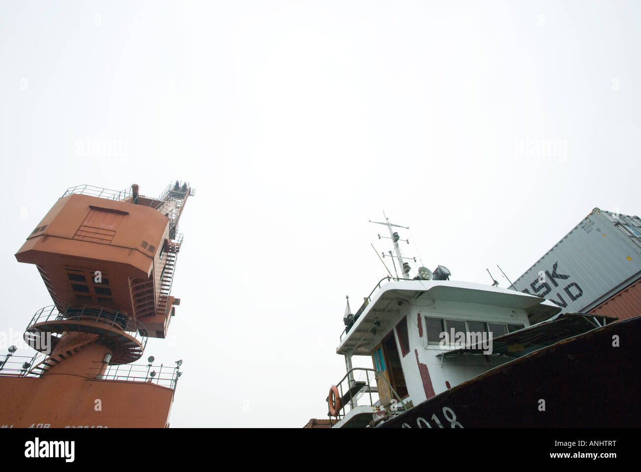 Cargo boat, low angle view Stock Photo - Alamy