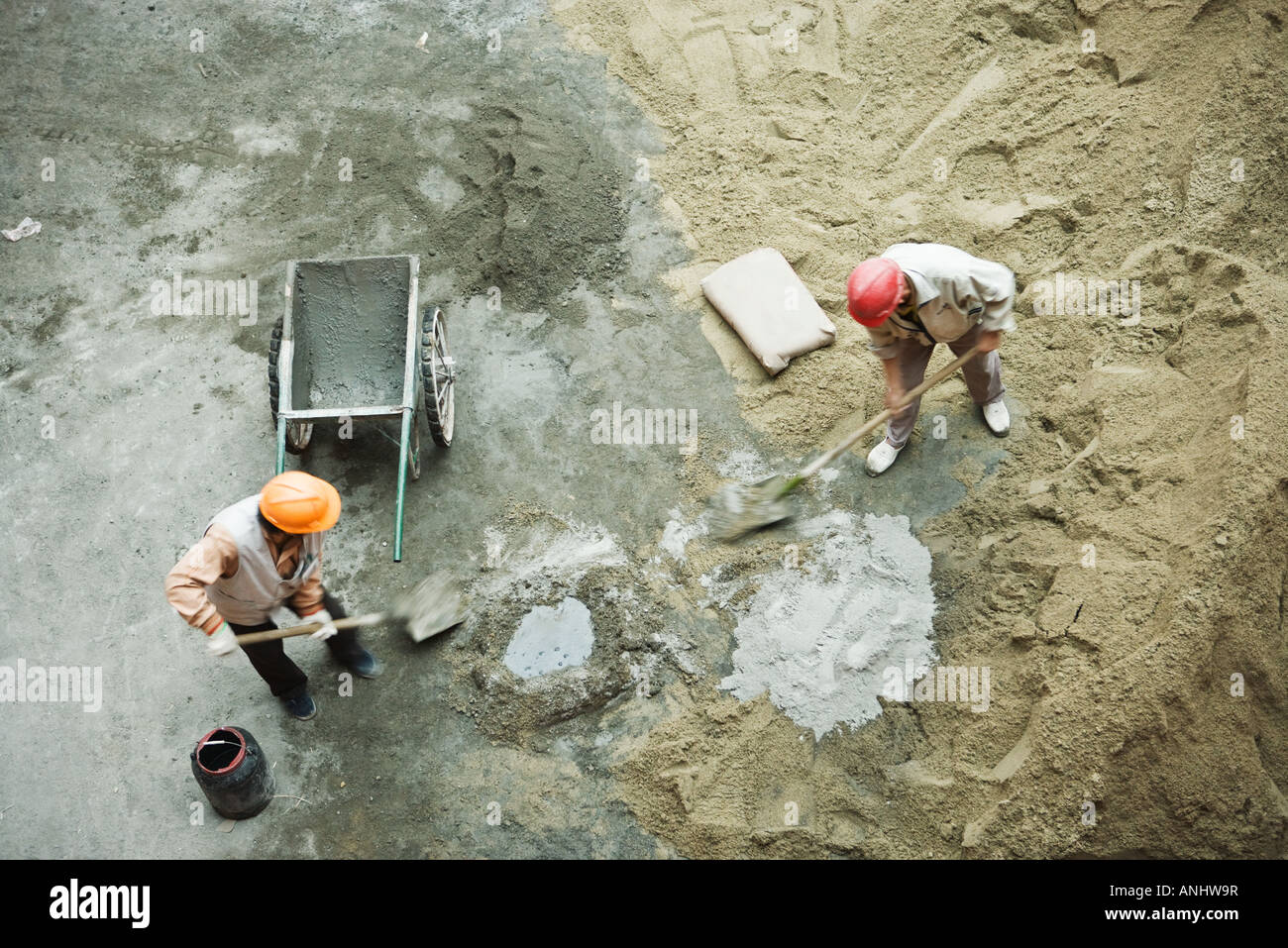 Workers at construction site, high angle view Stock Photo - Alamy