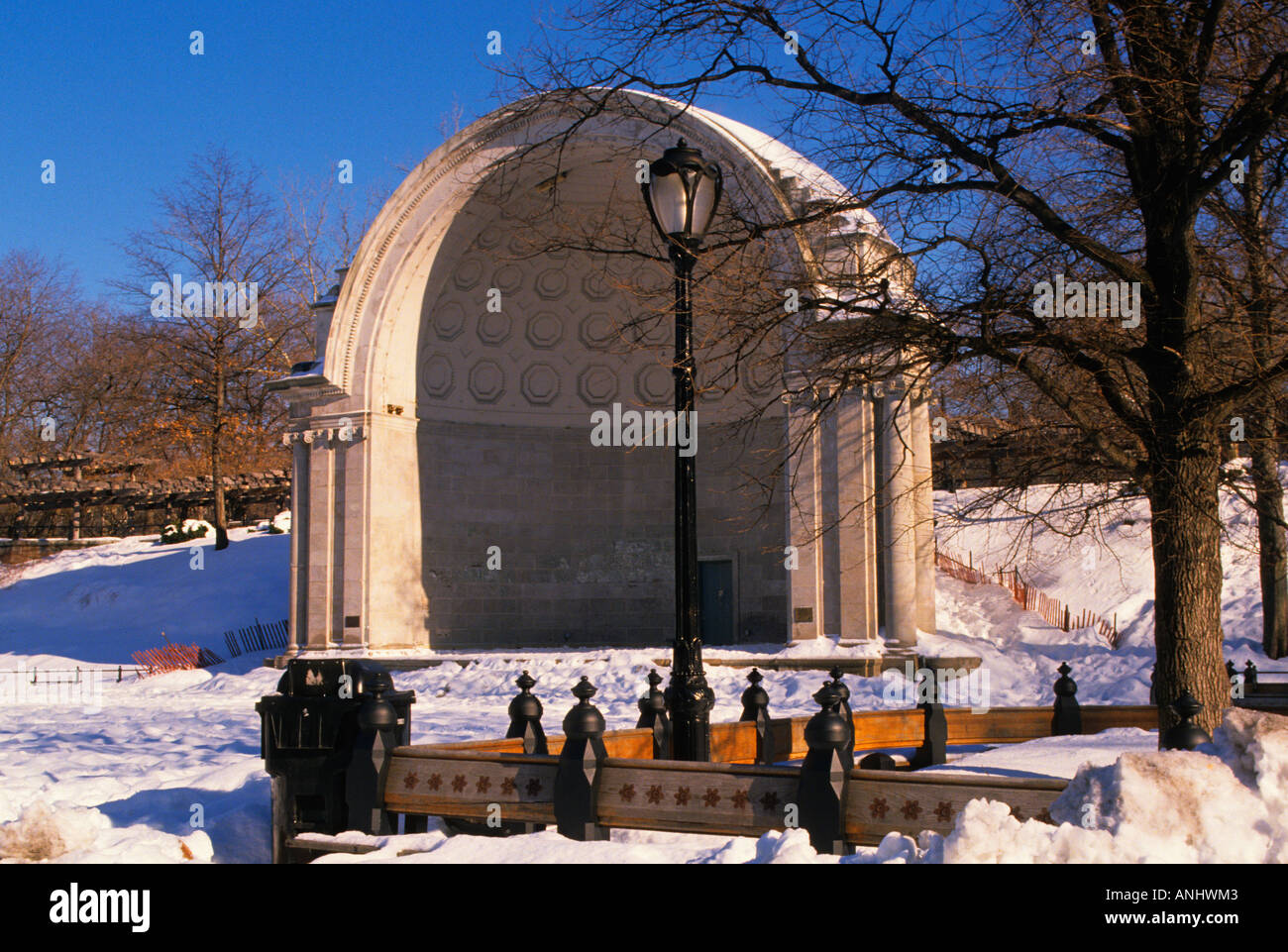 New York City Central Park in Winter Naumberg Bandshell NYC USA Stock ...