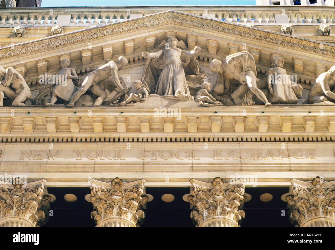 The New York Stock Exchange Building Wall Street historic facade frieze ...