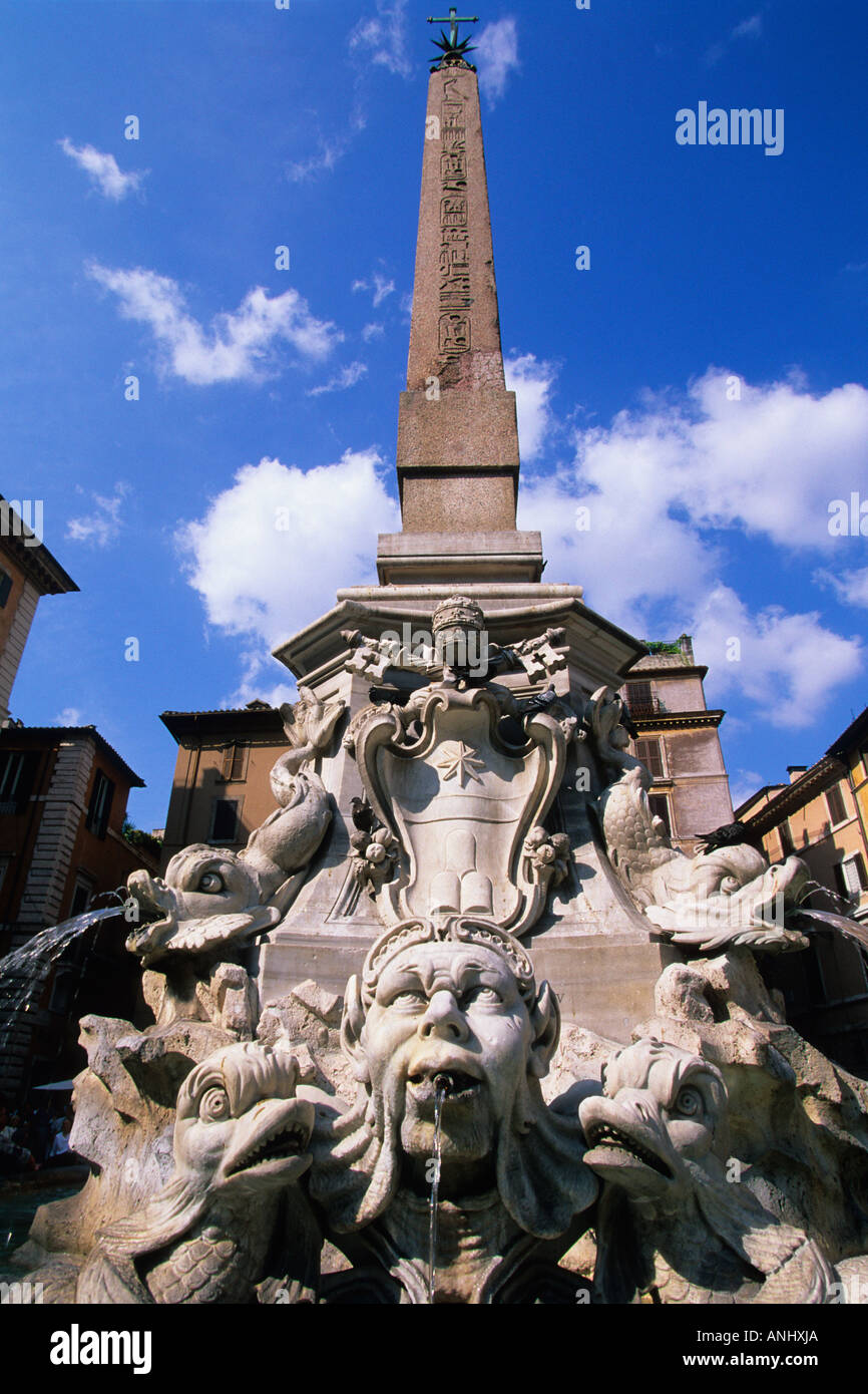 Italy ancient Rome Egyptian Obelisk Pope Clement XI near the Parthenon ...