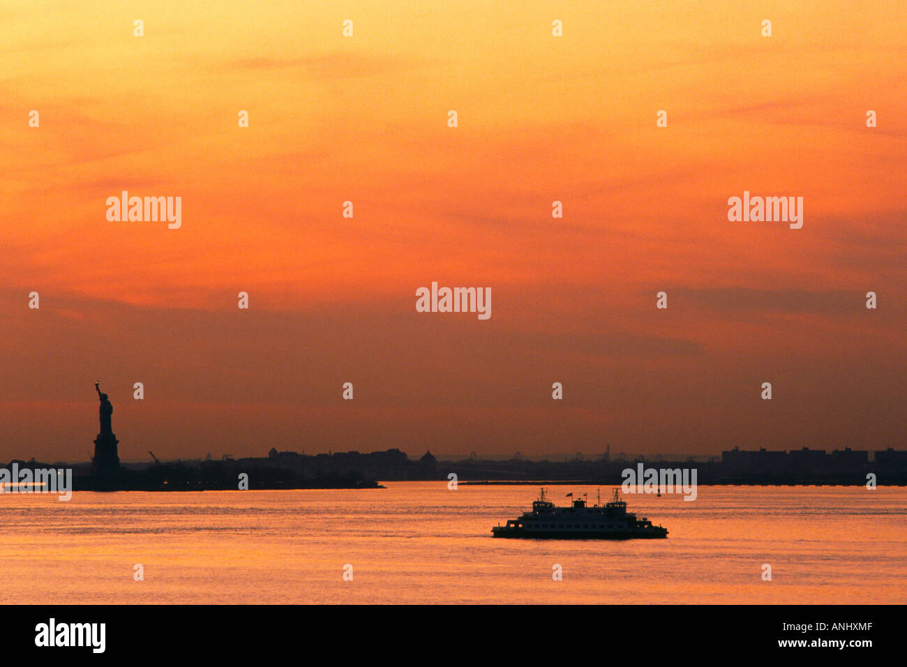 Statue of Liberty night, dusk, sunset New York Harbor USA. Liberty ...