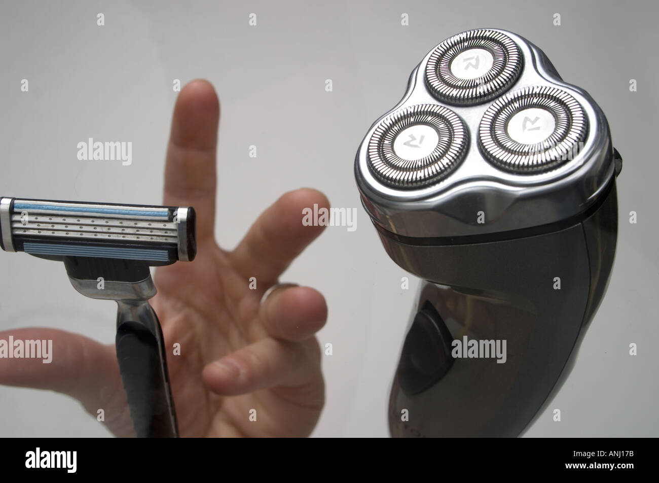 man reaching for razor safety or electric Model released and Property ...