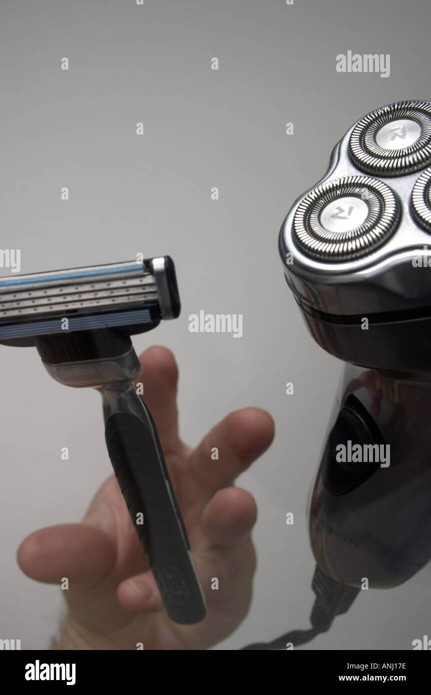 man reaching for razor safety or electric Model released and Property ...